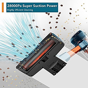 ORFELD Cordless Vacuum Cleaner with LED Display, Cordless Stick Vacuum with 28000Pa Powerful Suction, 50Mins Runtime, 6 in 1 Stand-Up Design and Quiet Vacuum for Carpet Hard Floor Pet Hair