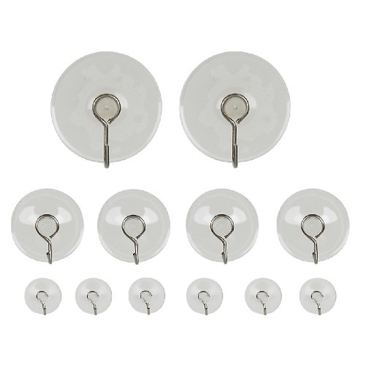 Darice Assorted Suction Cup with Hooks, 12 Pieces, Clear