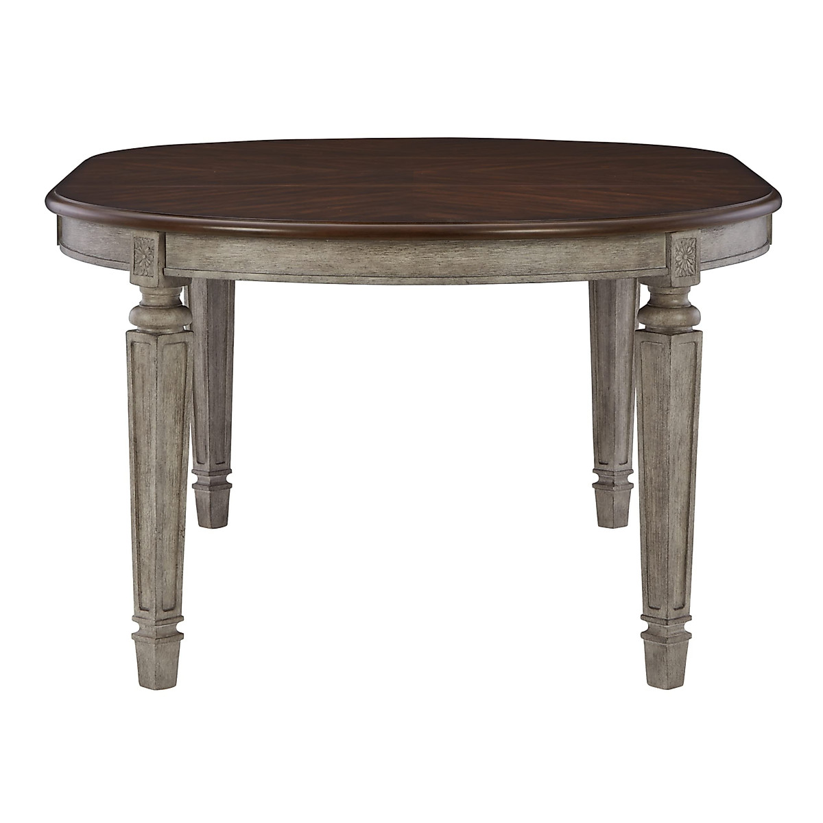 Signature Design by Ashley Londenbay Classic Farmhouse Oval Dining Room Extension Table, Brown & Gray