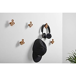 BU Products Honeycomb Wooden Wall Hooks – Set of 3 Wall Mounted Coat Hooks for Hanging Hats, Scarves, Bags, Dog Leads, Towels and More.