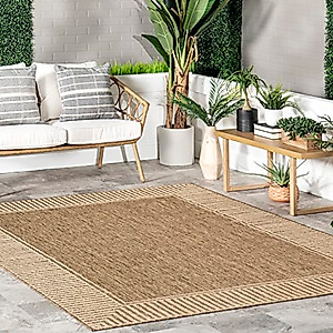 nuLOOM Asha Simple Border Indoor/Outdoor Accent Rug, 2x3, Light Brown