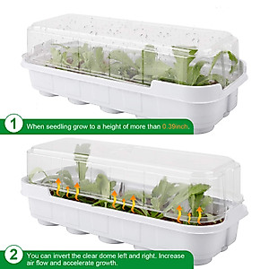 TITA-DONG 6 Pack Seed Propagator Tray Set, Mini Sturdy Windowsill Trays with Cover Dome, Greenhouse Grow Trays Mini Propagator for Seeds Growing Starting(White)