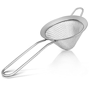 Rainspire Stainless Steel Small Strainer Fine Mesh Strainer, Mini Cocktail Strainer For Cocktails Tea Herbs Coffee & Drinks, Tea Strainer with Handle, Rust Proof, Silver
