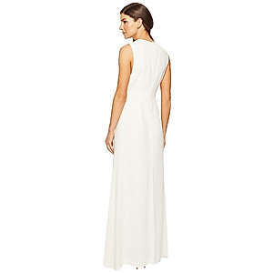 Jill Jill Stuart Sleeveless Deep-V Side Cut Out Satin Back Crepe Gown Off-White 8