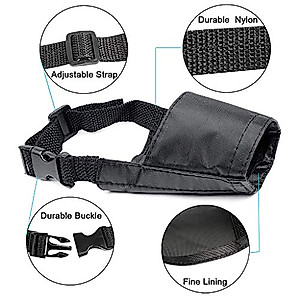 ewinever 5Pcs/Set Adjustable Breathable Safety Small Medium Large Extra Dog Muzzles for Anti-Biting Anti-Barking Anti-Chewing Safety Protection(Black)