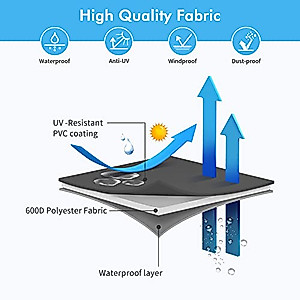 Fadedstop Fire Pit Cover Round 50Inch Heavy Duty 600D Waterproof and Windproof Gas Fire Pit Cover, Patio Fire Bowl Cover with Air Vent, 24”High Black