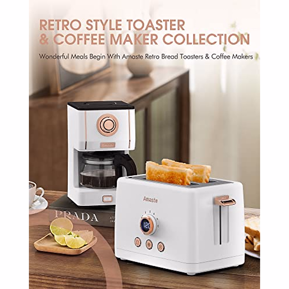 2 Slice Toaster, Retro Bread Toaster with LED Digital Countdown Timer, Extra Wide Slots Toasters with 6 Bread Shade Settings, Bagel, Cancel, Defrost Function, Stainless Steel with High Lift Lever, Removal Crumb Tray, White