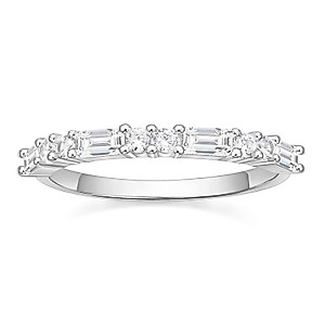 SHINYSO Wedding Band for Women Cubic Zirconia Square & Round Thin Stacking Ring Eternity Band for Her Size 6