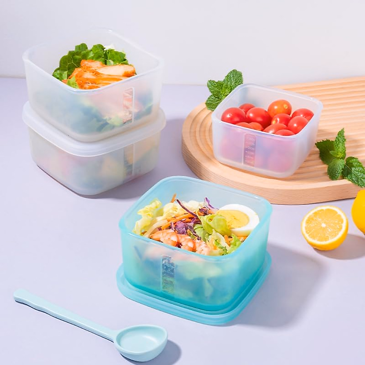 OTB Set of 2 Reusable Silicone Containers Clear, Nesting Leak-free Silicone Food Storage Boxes, BPA Free, Airtight, Dishwasher and Freezer Safe