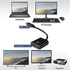 Ewent EW9825 USB-C to Displayport Cable, USB-C Displayport Cable Length 0,15m, 4K @ 60Hz USB-C Converter, Connect Additional Monitor to Laptop