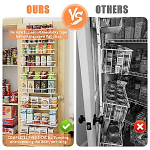 MSERCUOR Over The Door Pantry Organizer Rack, 9-Tier Metal Pantry Organization And Storage with Adjustable Baskets, Hanging Spice Rack for Home & Kitchen Laundry Room Bathroom (9 Tier White)