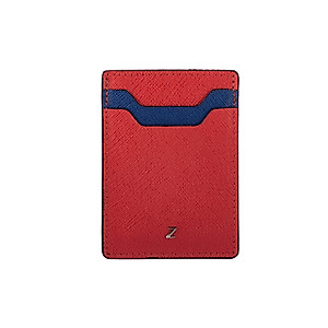 Zinda Genuine Leathers Slim Wallet Card Holder RFID Protection (Red/Blue)