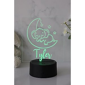 Personalized Night Light, Gift for Toddler, Gift for Boys, Baby Boy Shower Gift, Custom Baby Gifts, Little Girl Gifts, Gift for New Mom (Sleeping Elephant)