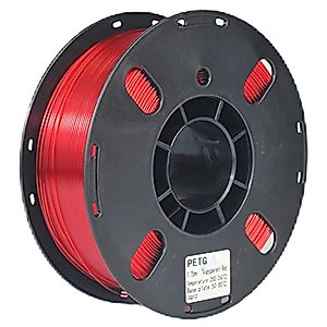 RANKI PETG Filament 1.75mm 3D Printer Filament, Dimensional Accuracy +/- 0.03 mm, 1kg Spool (Transparent red)