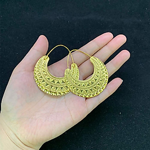 18K Gold Plated Big Hoop Earrings for Ethiopian Eritrean African Women Party Jewelry (Gold)