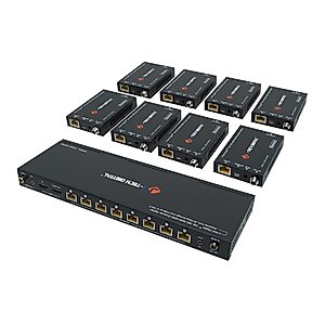 HDMI 2.0 4K Extender Splitter Over Single Cable CAT6 with PoC Up to 196 FT 1-in 8-Out w/Local Loop Output & Low Latency by J-Tech Digital [JTECH-18EX50]