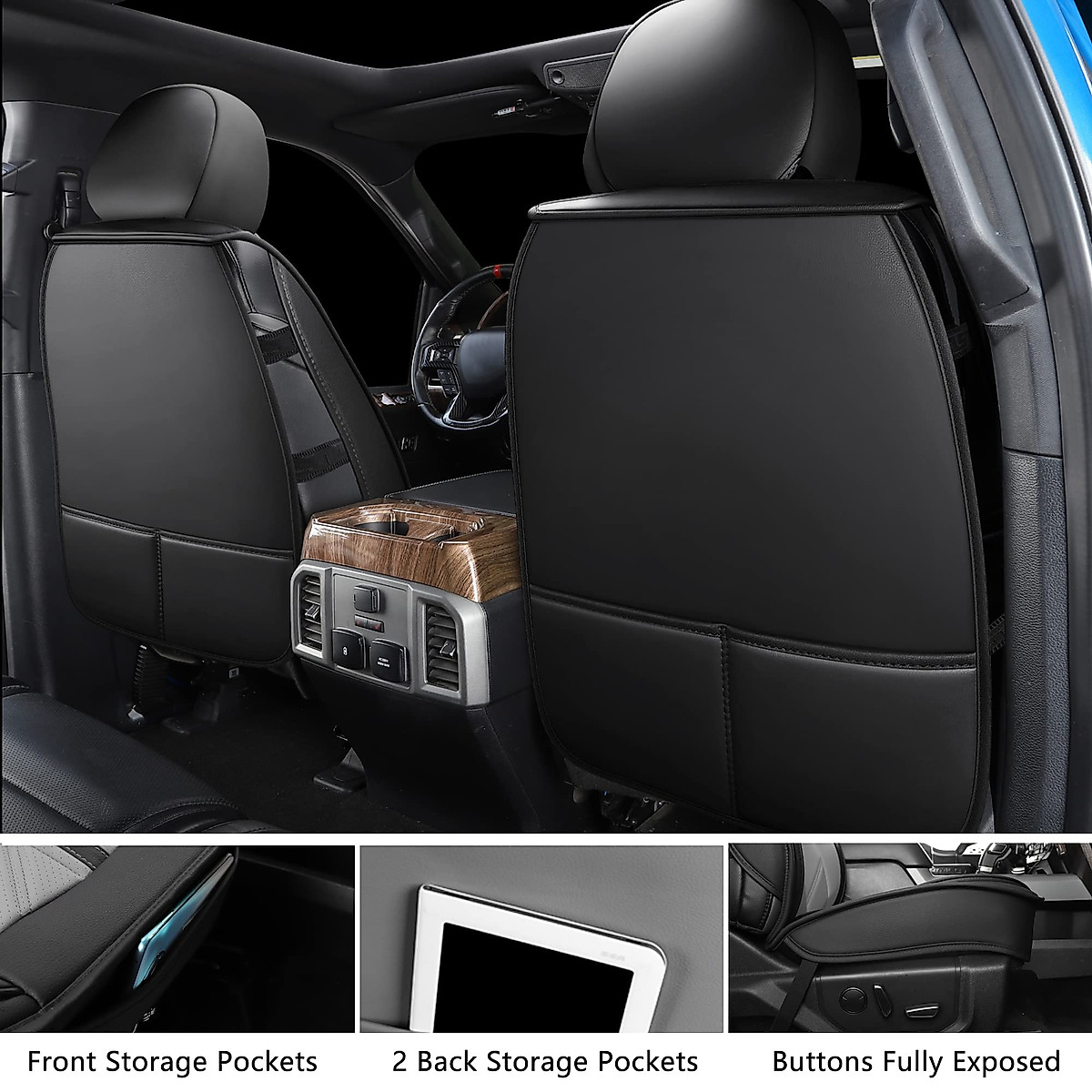 BALLIOL Pickup Seats Covers Compatible with Toyota Tacoma 2005-2024 SR SR5 TRD Off-Road TRD Pro TRD Sport Trall Special Edition Faux Leather(Gray,2 PCS Front Seat)