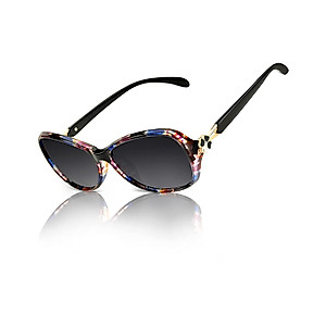 LVIOE Vintage Oval Polarized Sunglasses for Women UV400 Protection Four-leaf Clover Trim Driving Shades LS331