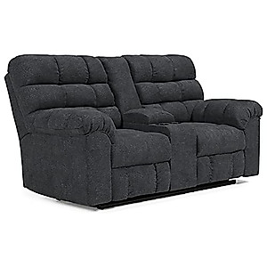 Signature Design by Ashley Wilhurst Reclining Loveseat with Console, Almost Black