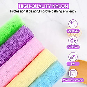 5 Piece 35 inches exfoliating Bath Towels, Korean Body Back Scrubber Shower Towel Japanese Bath Scrub Cloth Beauty Skin Bath Towel, Nylon Shower Towel Body Scrubber loofah for Men and Women