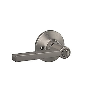 Lock Scout Straight Lever with Round Trim Keyed Entry Door Handle, Satin Nickel Finish