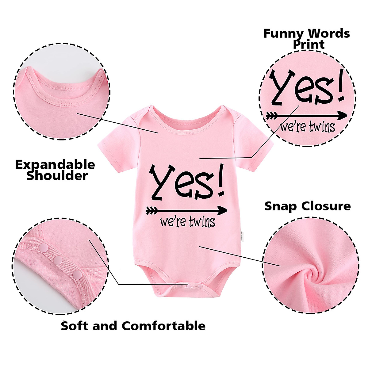 YSCULBUTOL Baby Twins Bodysuits Yes We are Twins No We are Identical Twins Bodysuit Boys Twins Clothes Baby Girls Set（pb 4-6m）