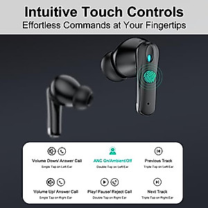 HomeSpot True Wireless Earbuds, Active Noise Cancellation Bluetooth 5.3 TWS with 4 ENC mic, Charging Case with Battery Level Indication, Low Latency 30 Hrs Playback time