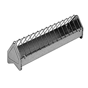 Little Giant® Metal Poultry Trough Feeder | Galvanized Steel Poultry Trough Feeder with Grate | 20"
