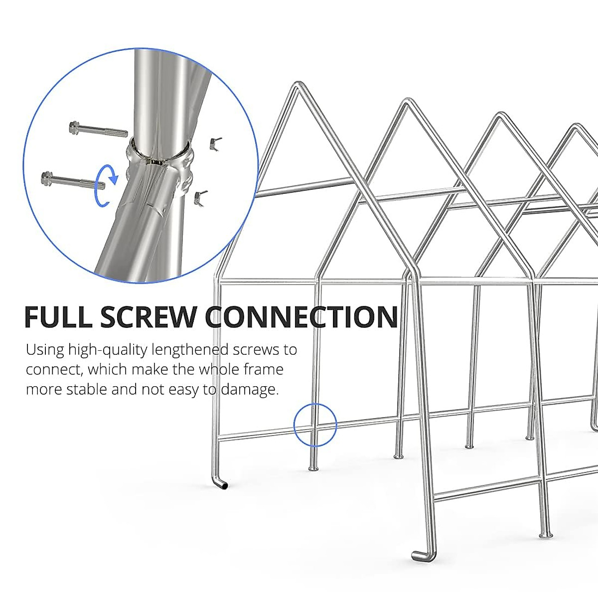 KING BIRD 13' x 20' x 12' Heavy Duty Anti-Snow Carport for SUV, Full-Size Truck and Boat, Outdoor Car Canopy Boat Shelter with Reinforced Ground Bars-Dark Gray