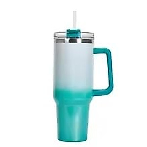 Zen Living 40oz Tumbler with Handle and Straw|100% Leakproof|Made of Stainless Steel and Double Vacuum Sealed|Cup Friendly Base |BPA Free|Assorted Colors (Green Aqua White)