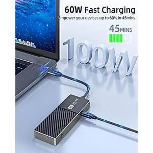 USB C Hub Adapter, USB C to HDMI Adapter 4k, 6 in 1 USB C Dongle with 100W Power Delivery,3 USB 3.0 Ports, 3.55mm Audio Port Compatible with MacBook Ipad HP Dell XPS and More Type C Device