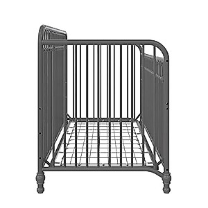 Little Seeds Raven 3-in-1 Convertible Metal Crib, JMPA Certified, Gray