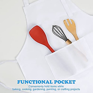 SUNLAND Kids Apron And Hat Set Children Chef Apron For Cooking Baking Painting White(S:3-6 Years)¡­