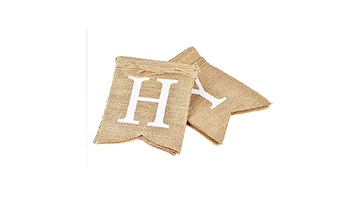 Reusable Burlap Happy Birthday Banner for Rustic Party Decor