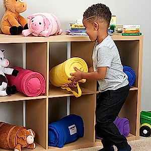 ROLLEE POLLEE Nap Sac Roll Up Napping Blanket with Attached Pillow for Preschool/Daycare, Super Soft with Elastic Straps, Fits Most Mats and Cots (Green)