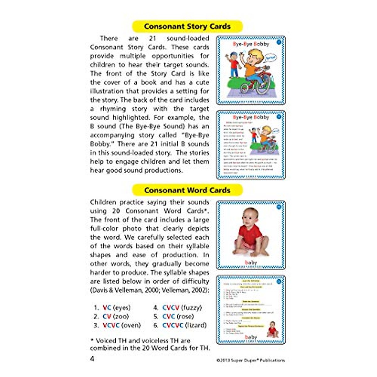 Super Duper Publications | Webber® Big Apraxia Photo Cards | Organized Words by Syllable for Ease of Speech Production | Vowels and Consonants | Basic Syllable Shapes | Activities with Instructions