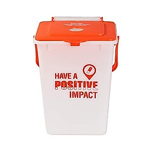 Busch Systems 5 Pack Battery Recycler - Indoor E-Waste Recycling Bin - Orange/Natural