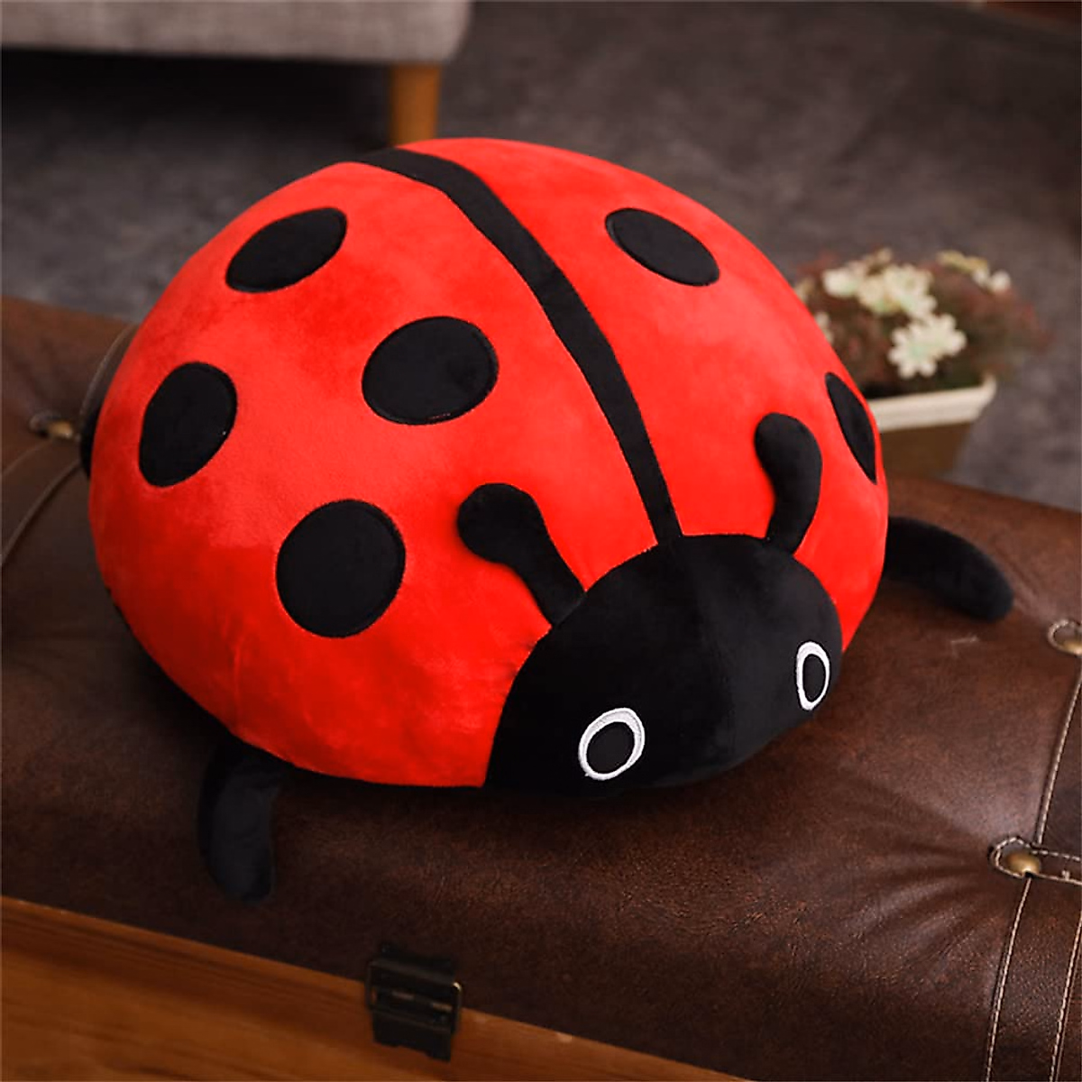 pangcangshu Cute Plush Toy Soft Ladybug Ladybird Insect Hold Doll Pillow Cushion Novelty Children Birthday Gift (Red, 30cm/11inch)