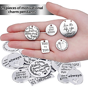 Hicarer 259 Pieces Inspirational Motivational Keychains Charms Bulk Keychains Inspirational Words Charms with Open Jump Rings Key Rings for Various DIY Necklaces, Bracelets
