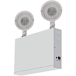 LFI Lights | NYC Approved Emergency Light | Steel Housing | Two LED Adjustable Round Heads | Hardwired with Battery Backup | UL Listed | (2 Pack) | EL-STLED