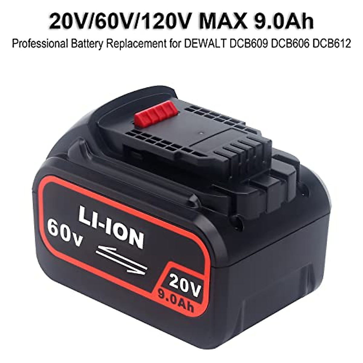 Biswaye 9.0Ah Battery DCB609 Replacement for DEWALT 20V/60V 120V MAX XR Lithium-Ion Battery DCB606 DCB609 DCB612 DCB203 DCB204 DCB207 DCB206 DCB201
