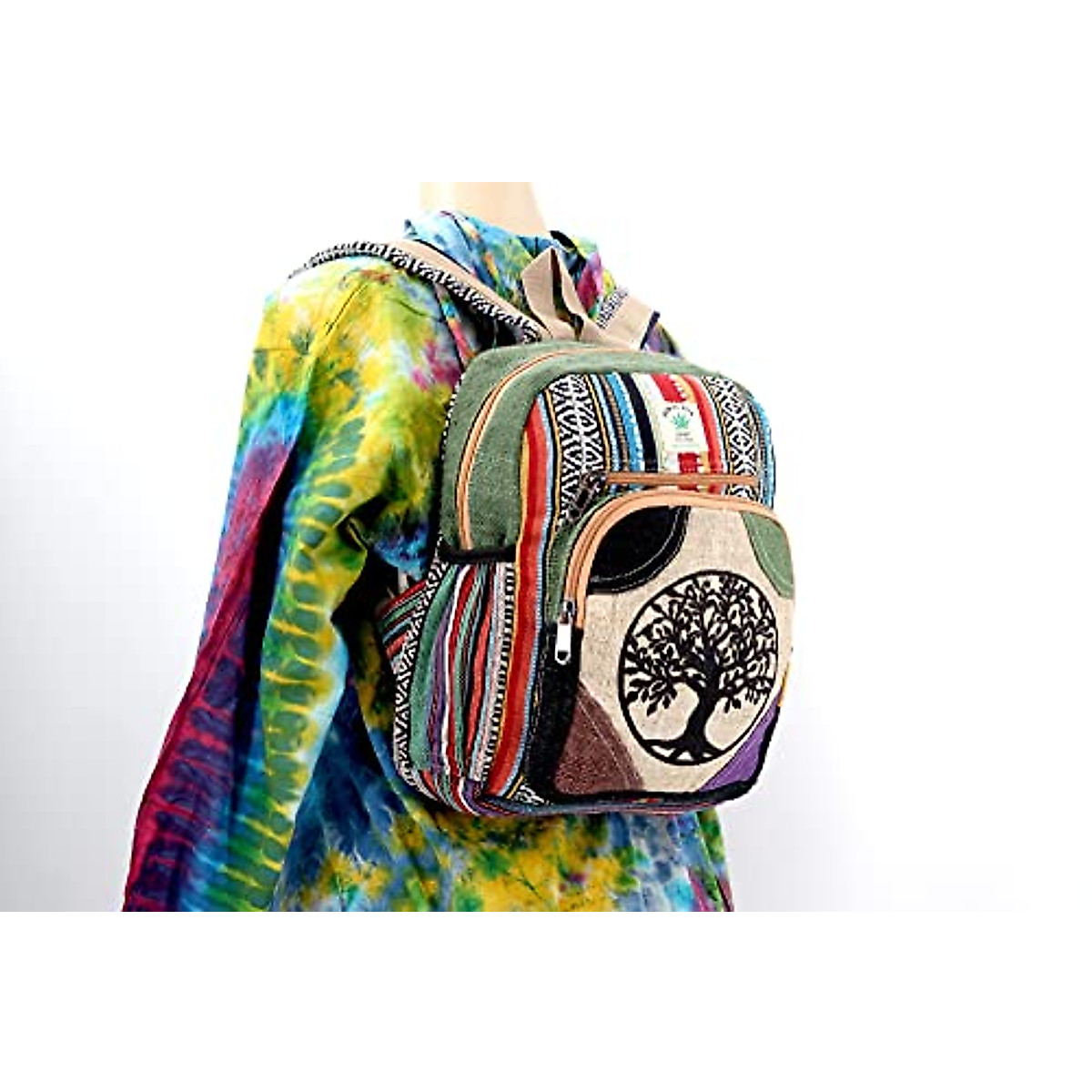 Unique Design100% Himalaya Hemp Backpack Small Backpack Hippie Backpack Festival Backpack Hiking and Tablet Backpack FAIR TRADE Handmade with Love.