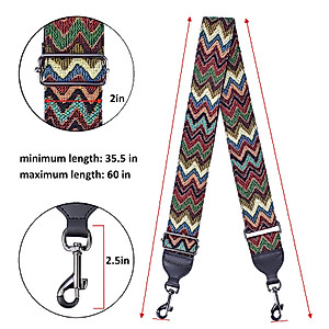 CLOUDMUSIC Banjo Strap Jacquard Woven With Leather Ends Gunmetal Clips(Coloful Waves)