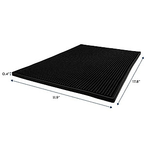S&T INC. Rubber Bar Mats, Coffee Maker Mats, or Countertop Spill Mats, 11.9 Inch x 17.8 Inch, Black, 2PK