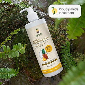 Fuwa3e Pineapple Enzyme Natural Dish Soap Tropical Pineapple Scent - 16.9oz 1 Pack - 99% Plant Based Dish Soap Liquid - Hypoallergenic Dish Soap from Discarded Pineapple Peels