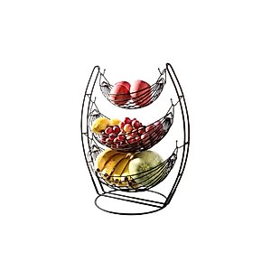 YCOCO Fruit Basket for Kitchen,Black Detachable Countertop Metal Food Vegetable Storage Stand 3 Tier Fruit Holder Display,for Farmhouse,Living Room,Dining Room