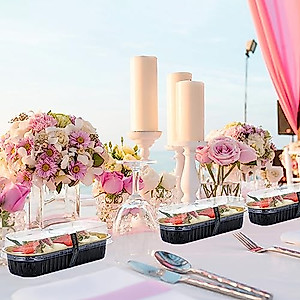 JuneHeart Mini Loaf Pans with Lids and Spoons, 100 Pack, Black, 6.8oz, Rectangular Aluminum Foil Baking Pans