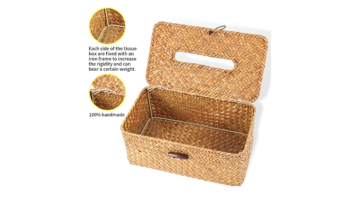 Rattan Woven Tissue Box Cover - Natural & Decorative Holder