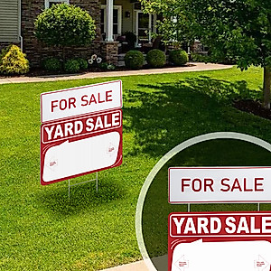 Bundle of Real Estate Rider Signs with Stakes, 6 Pack Double-Sided 6"x17.2" FOR SALE, OPEN HOUSE, SOLD, COMING SOON, SALE PENDING, NEW LISTING-Waterproof Corrugated Plastic