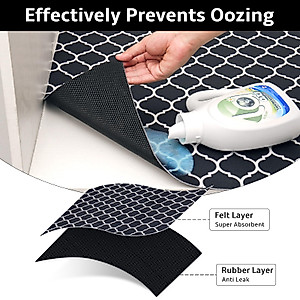 Under Sink Mat for Kitchen Waterproof, Undersink Mats for Bottom of Kitchen Sink, Non-Adhesive Absorbent Quick Dry Under Sink Liner, Non-Slip Shelf Protector Under Sink Tray (Dark Gray, 24"×30")